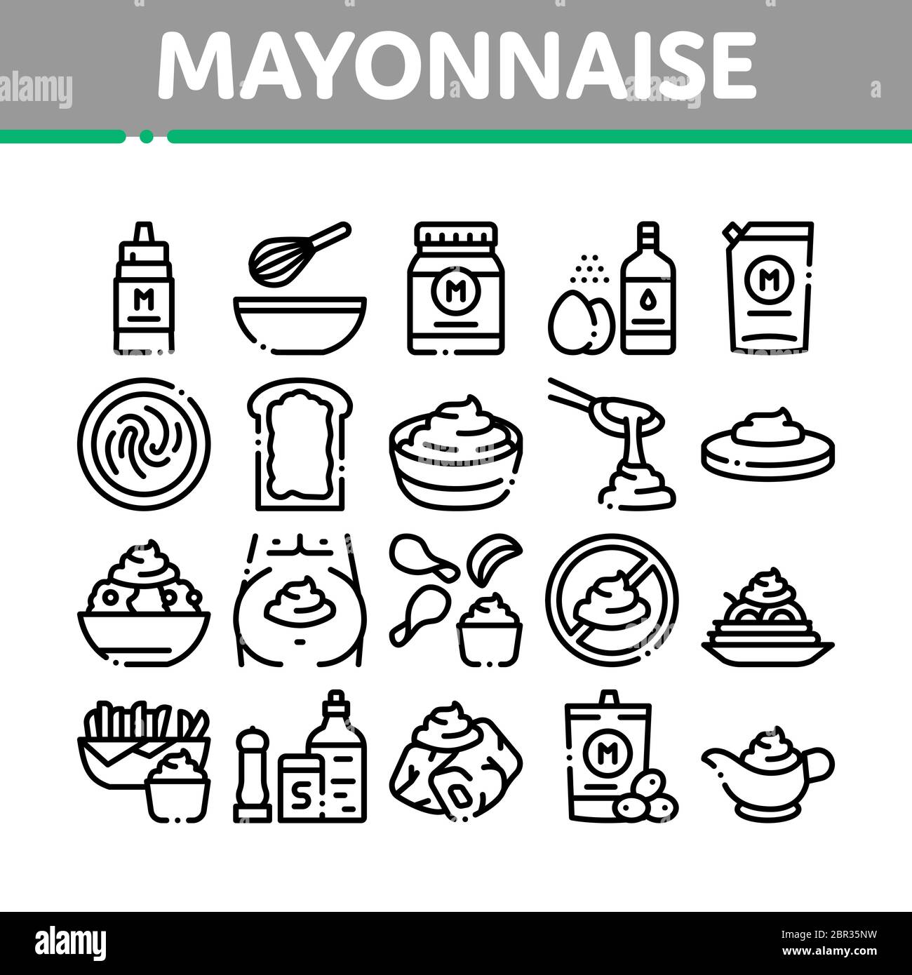 Mayonnaise Spice Sauce Collection Icons Set Vector Stock Vector Image ...