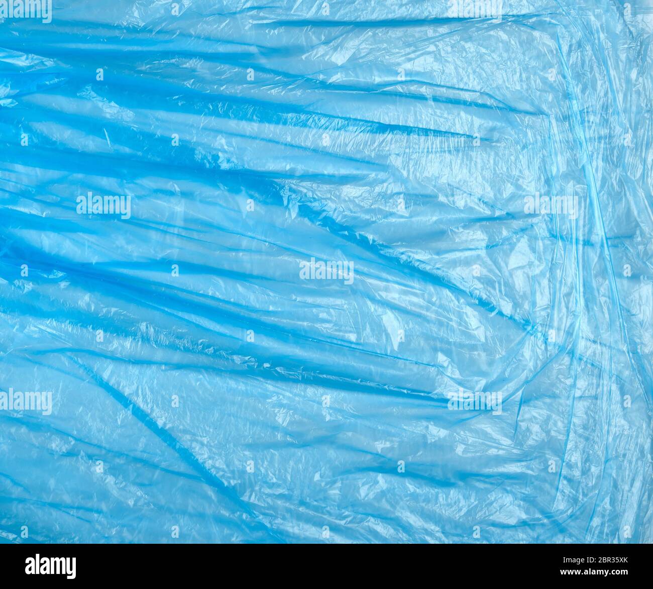 texture of crumpled blue polyethylene, full frame, trash bag Stock ...