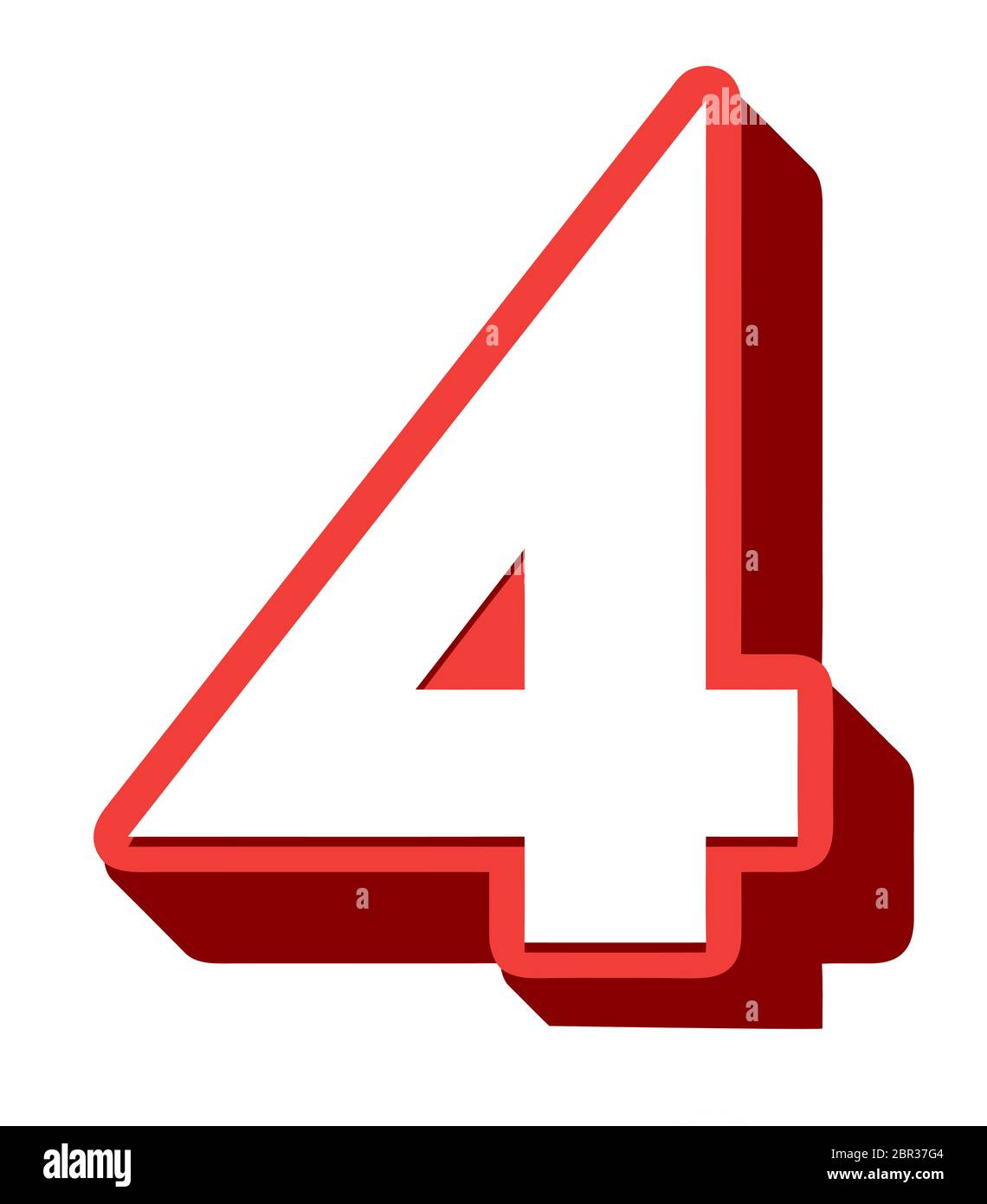 4 four number red white letter illustration font Stock Photo - Alamy