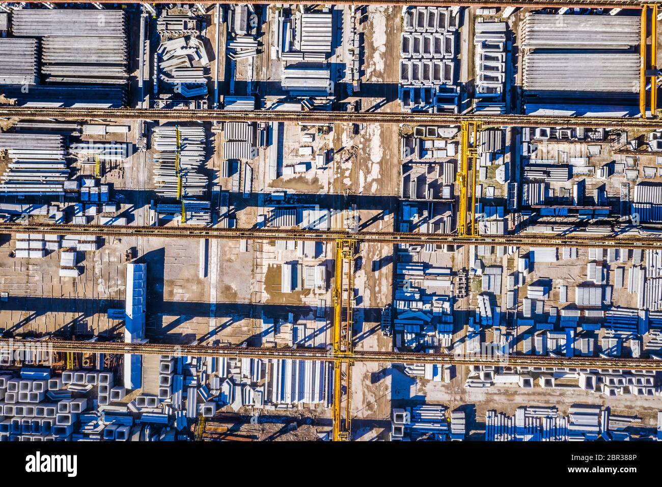Aerial view from above of industrial buildings, warehouses or factory ...