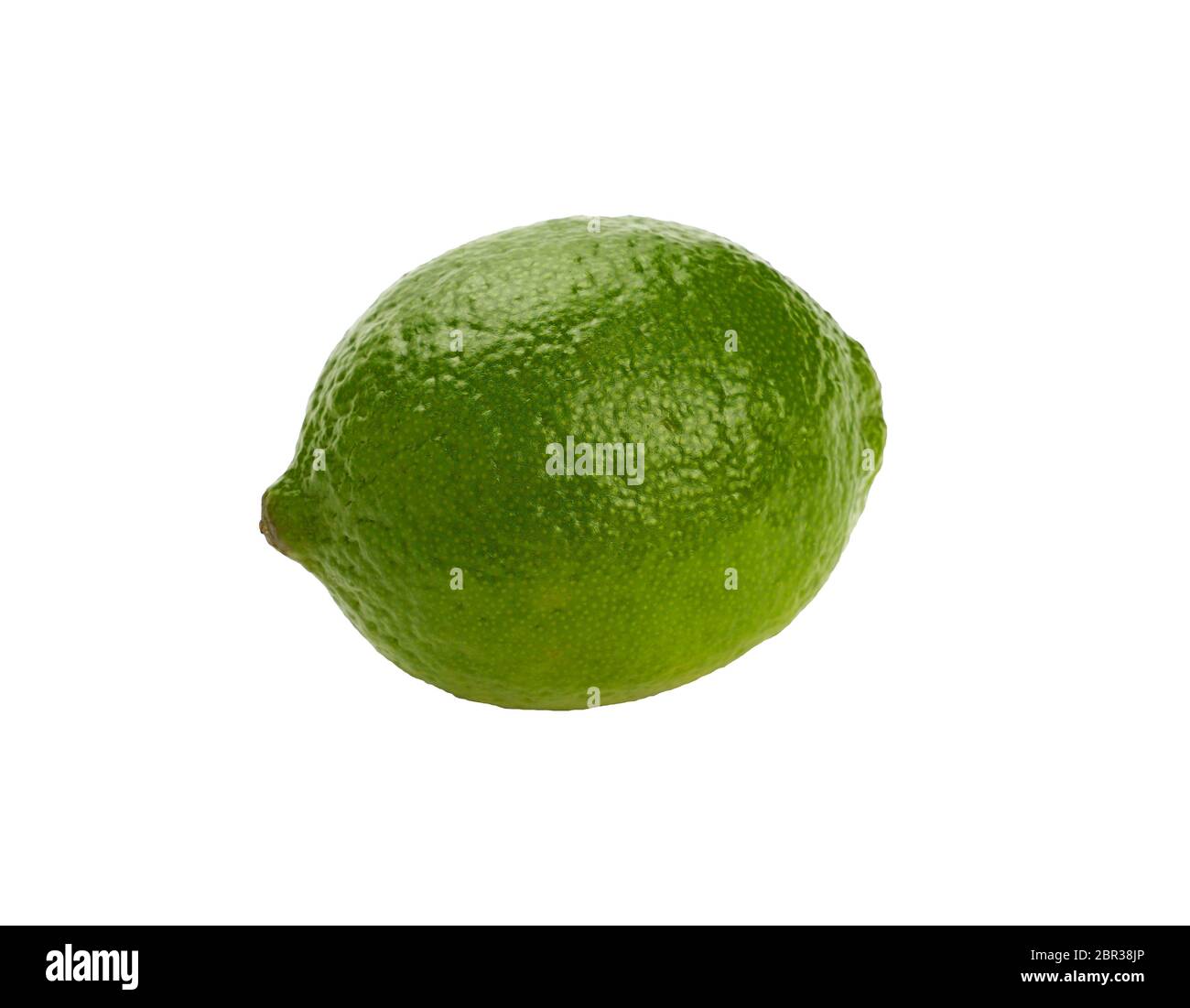 Close up one whole fresh green lime fruit isolated on white background ...