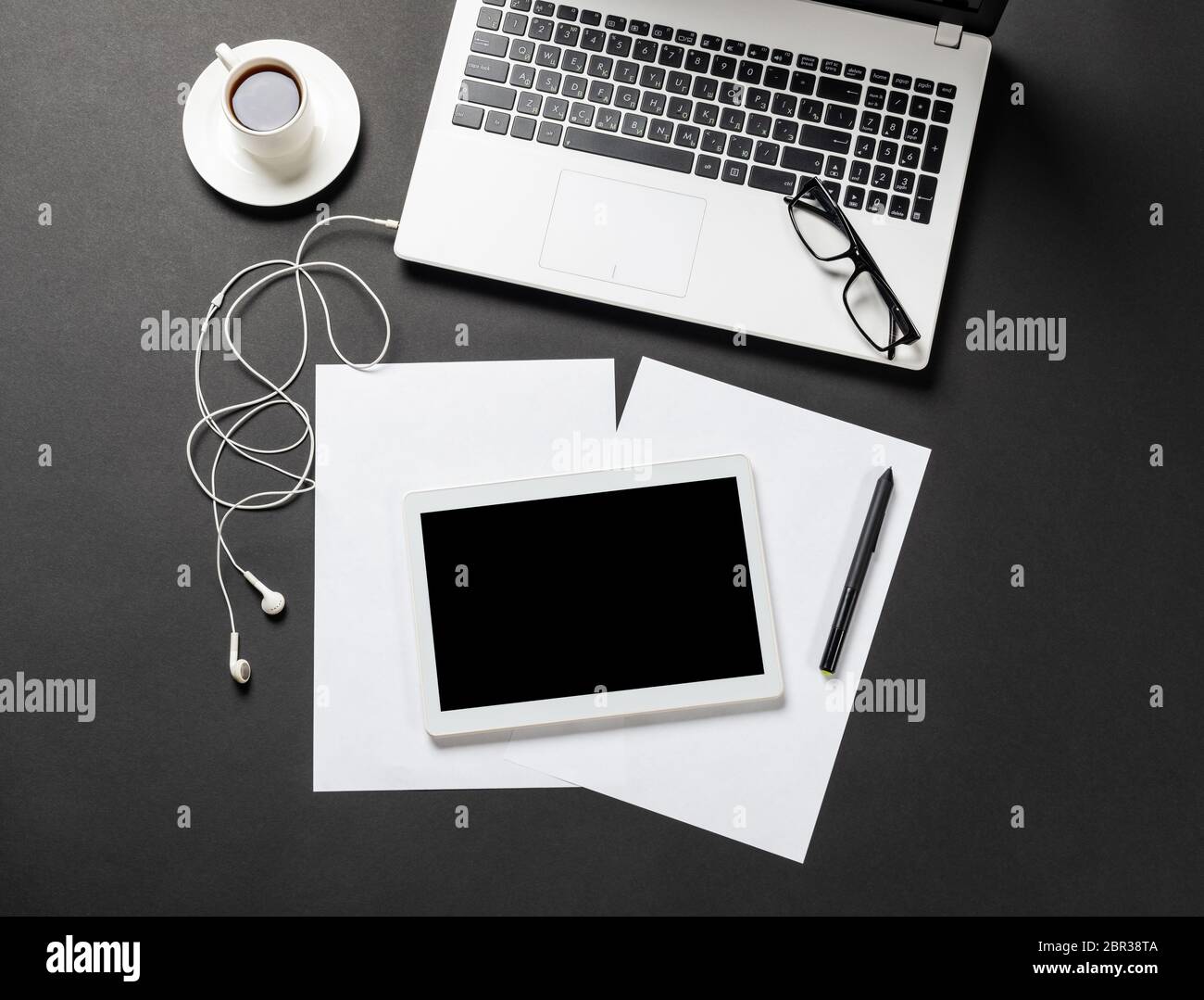 Top view of modern office workplace Stock Photo - Alamy