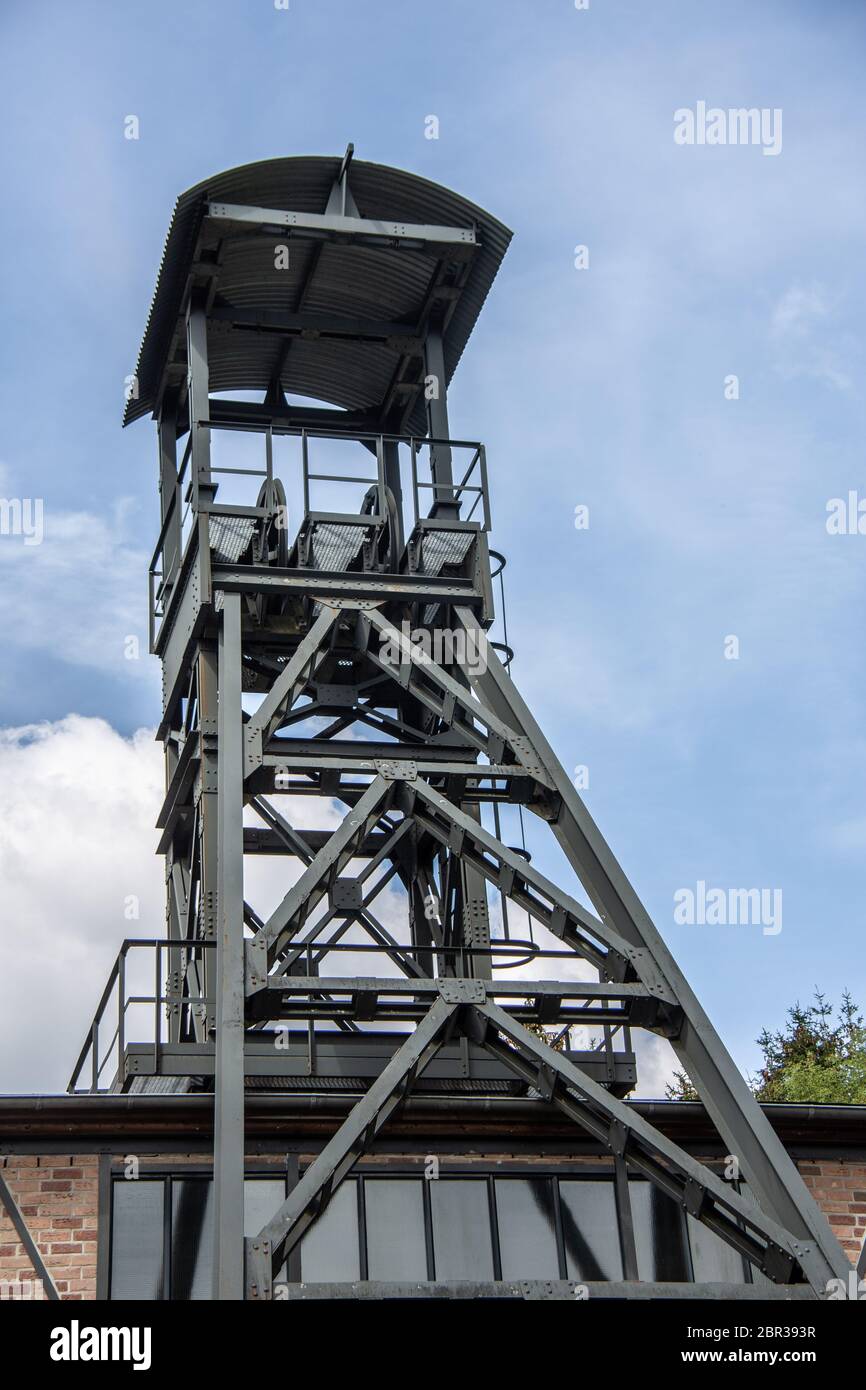 steel mining tower over mine Stock Photo - Alamy