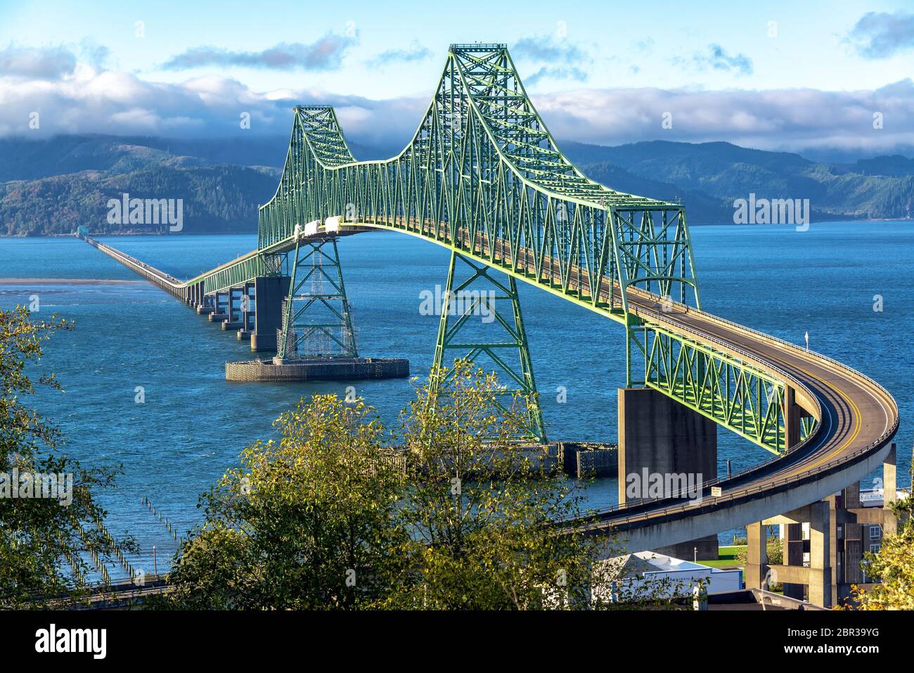 Beautiful view of the magnificent Astoria Megler Bridge crossing the ...