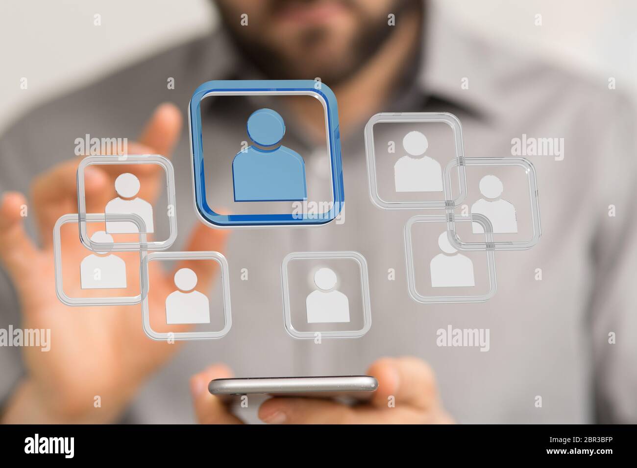 team network interface in hand digital Stock Photo - Alamy
