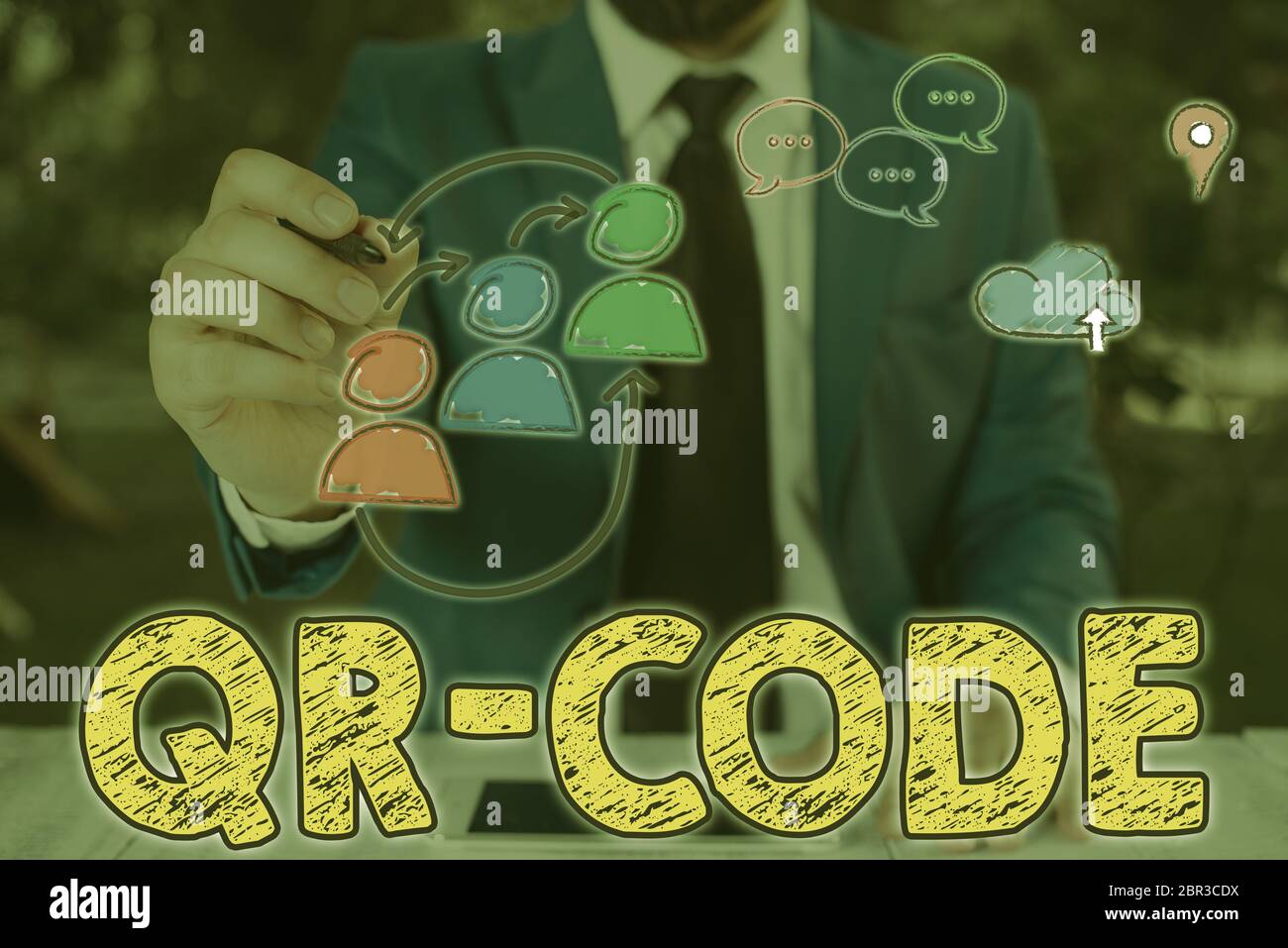 Writing note showing Qr Code. Business concept for the trademark for a ...