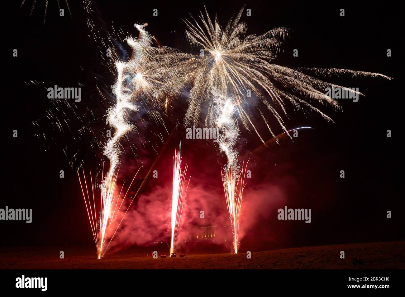 Fireworks during a wedding reception at Rockbeare Manor near Exeter ...