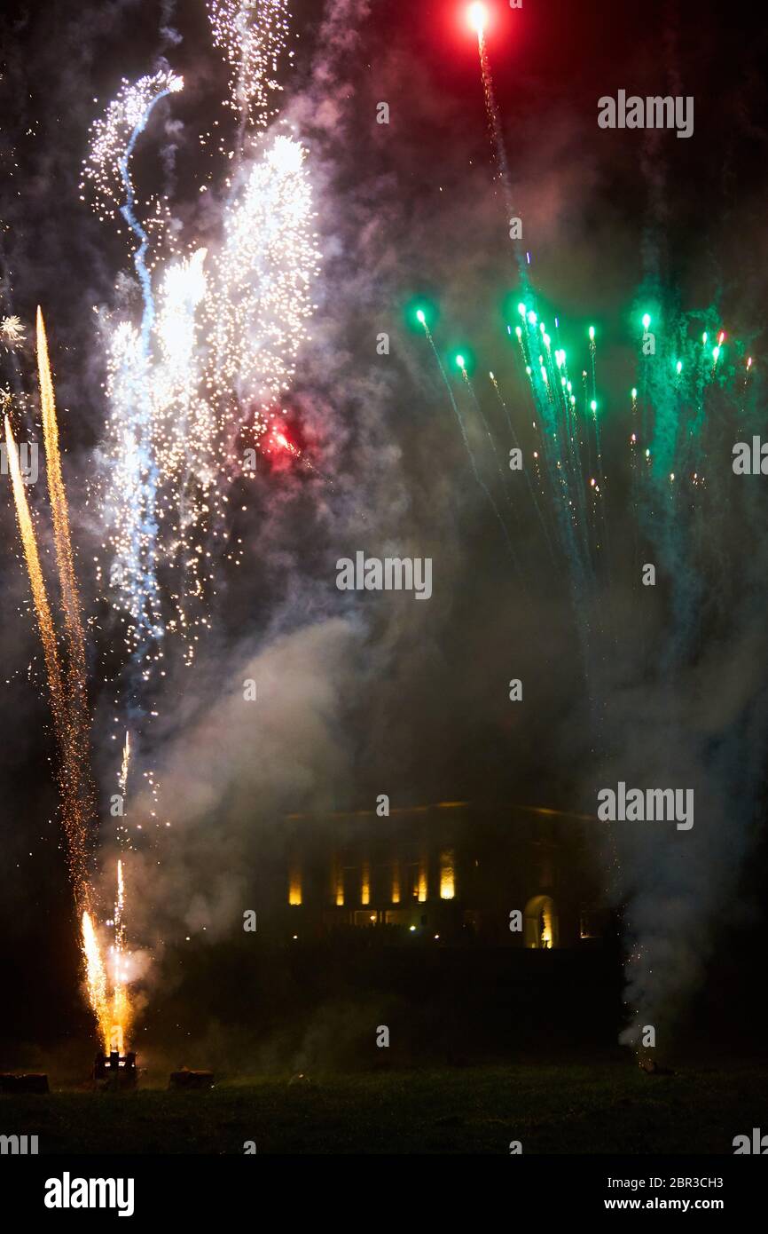 Fireworks during a wedding reception at Rockbeare Manor near Exeter ...