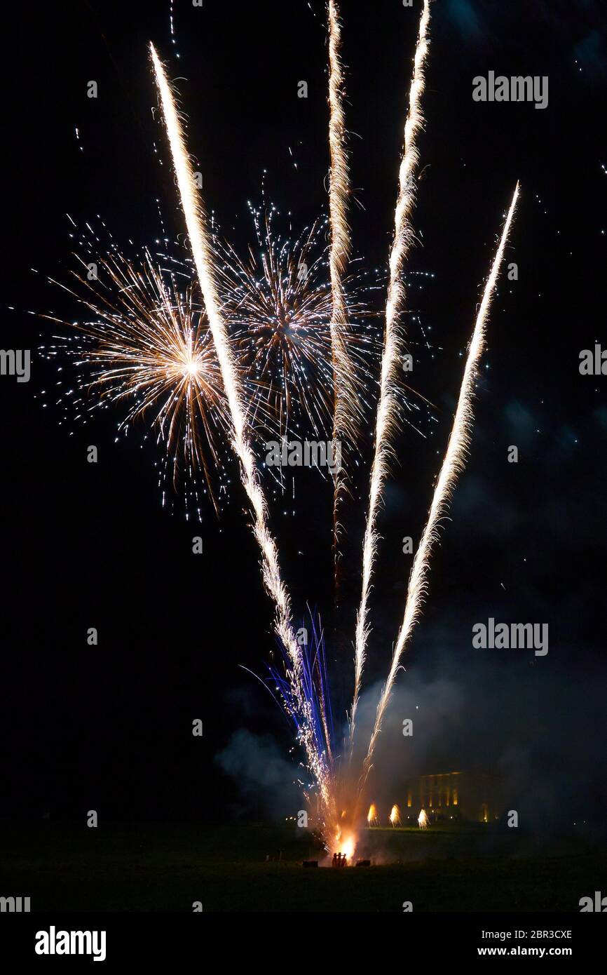 Fireworks during a wedding reception at Rockbeare Manor near Exeter ...
