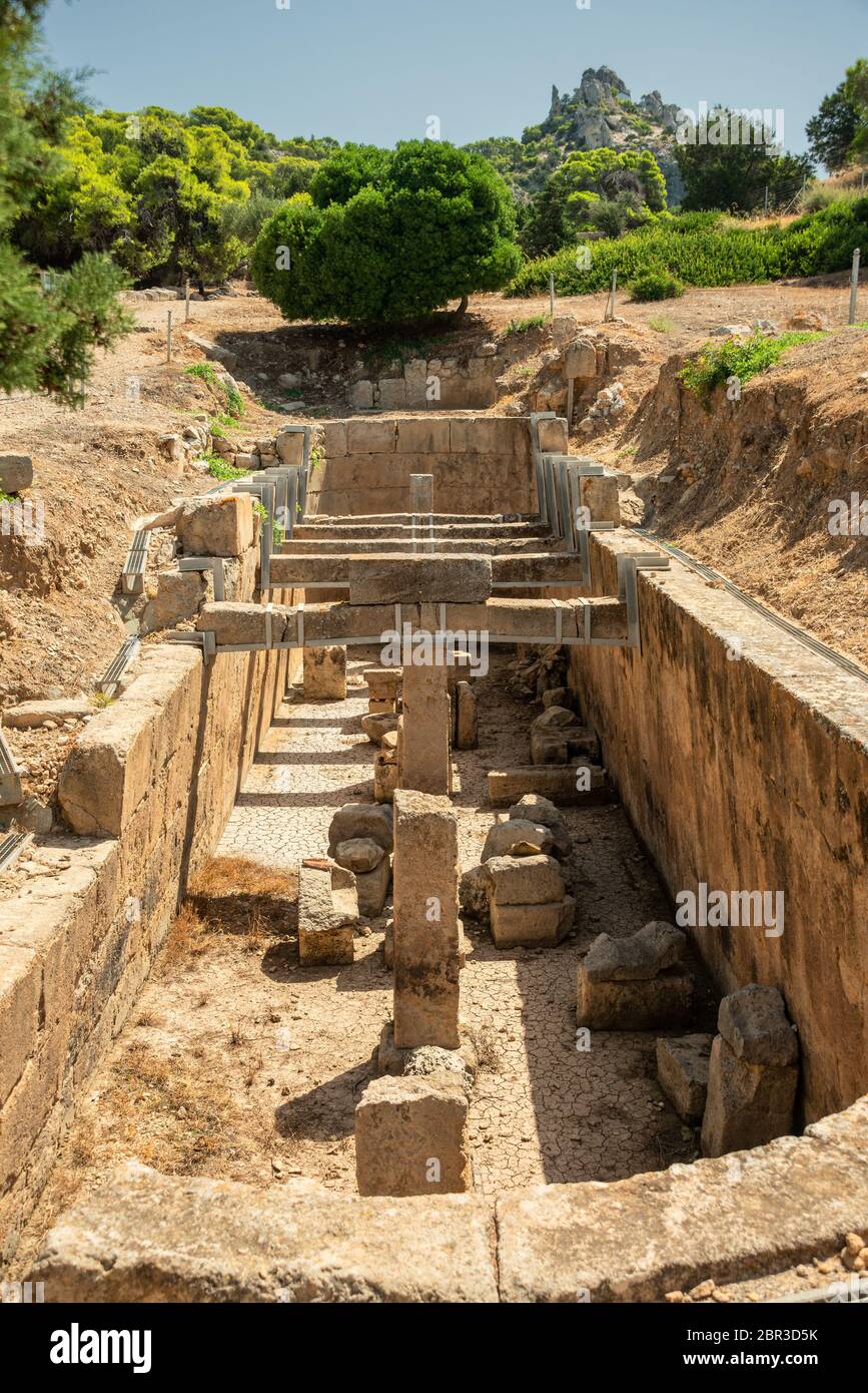 The ruins by the Mediterranean of the Heraion, a temple dedicated to ...
