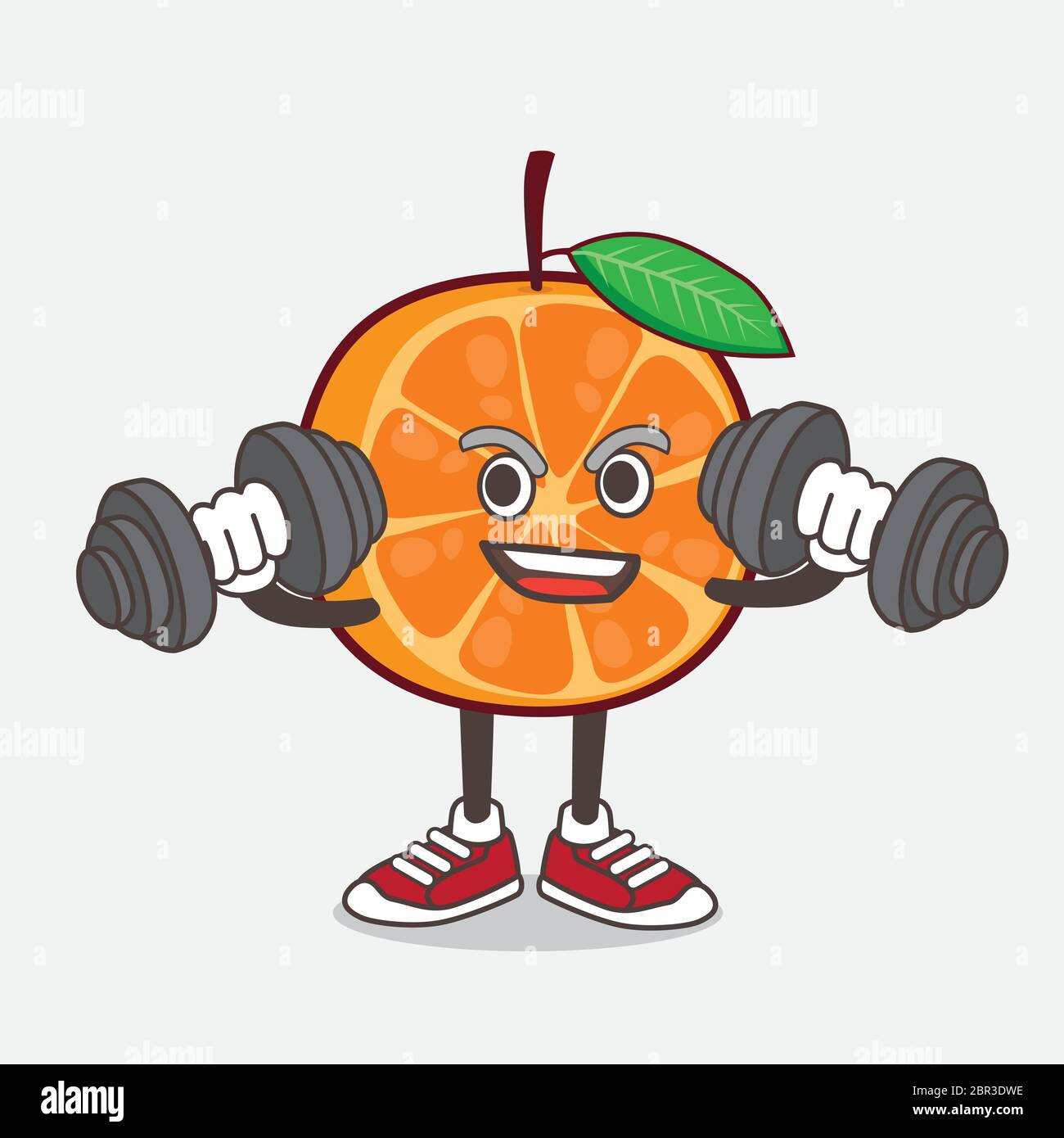 An illustration of Orange Fruit cartoon mascot character on fitness ...