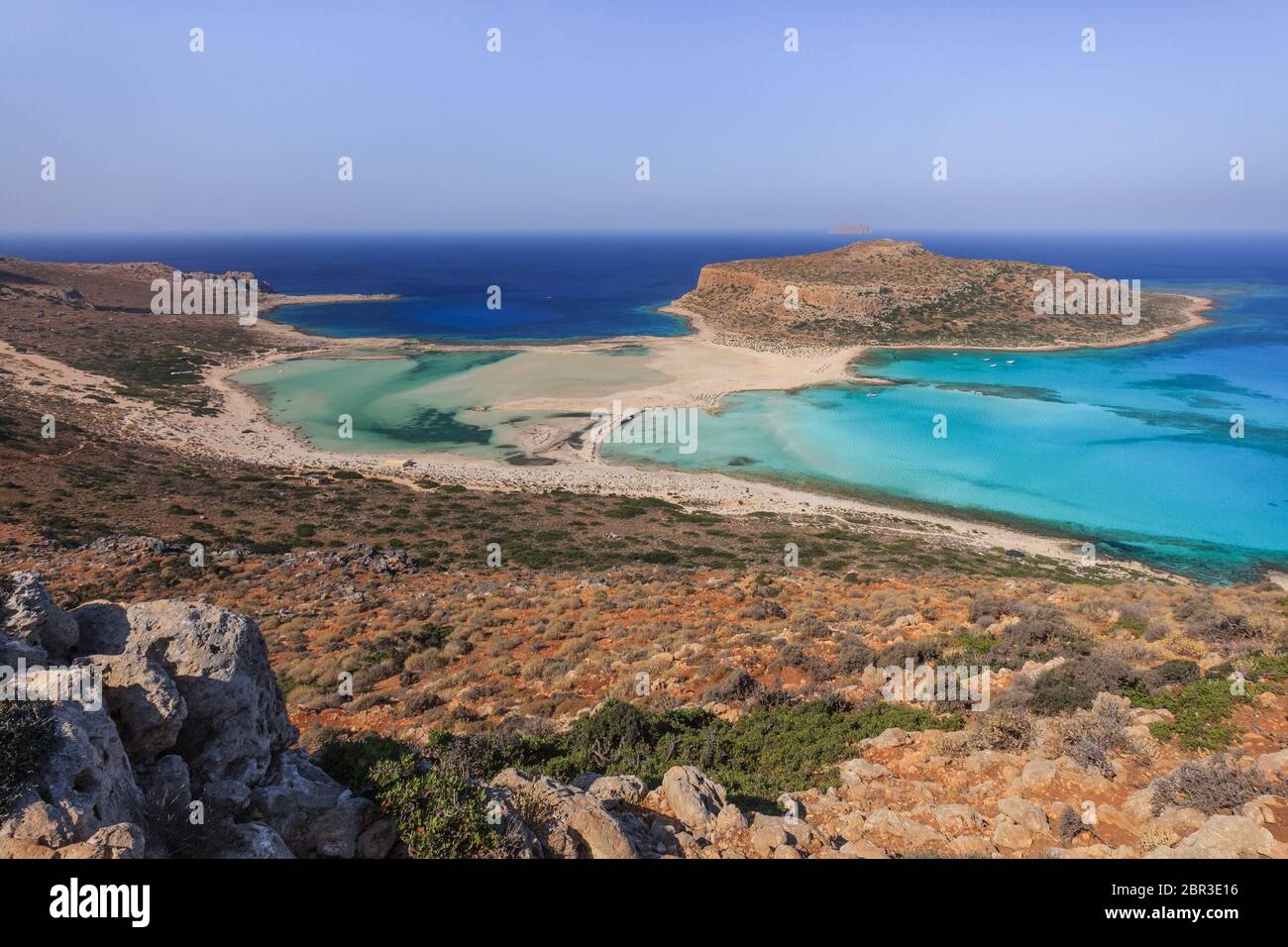 panoramic view of the most beautiful beach of the Crete - Balos lagoon ...