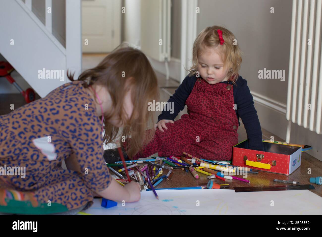 Children colouring and painting Stock Photo - Alamy