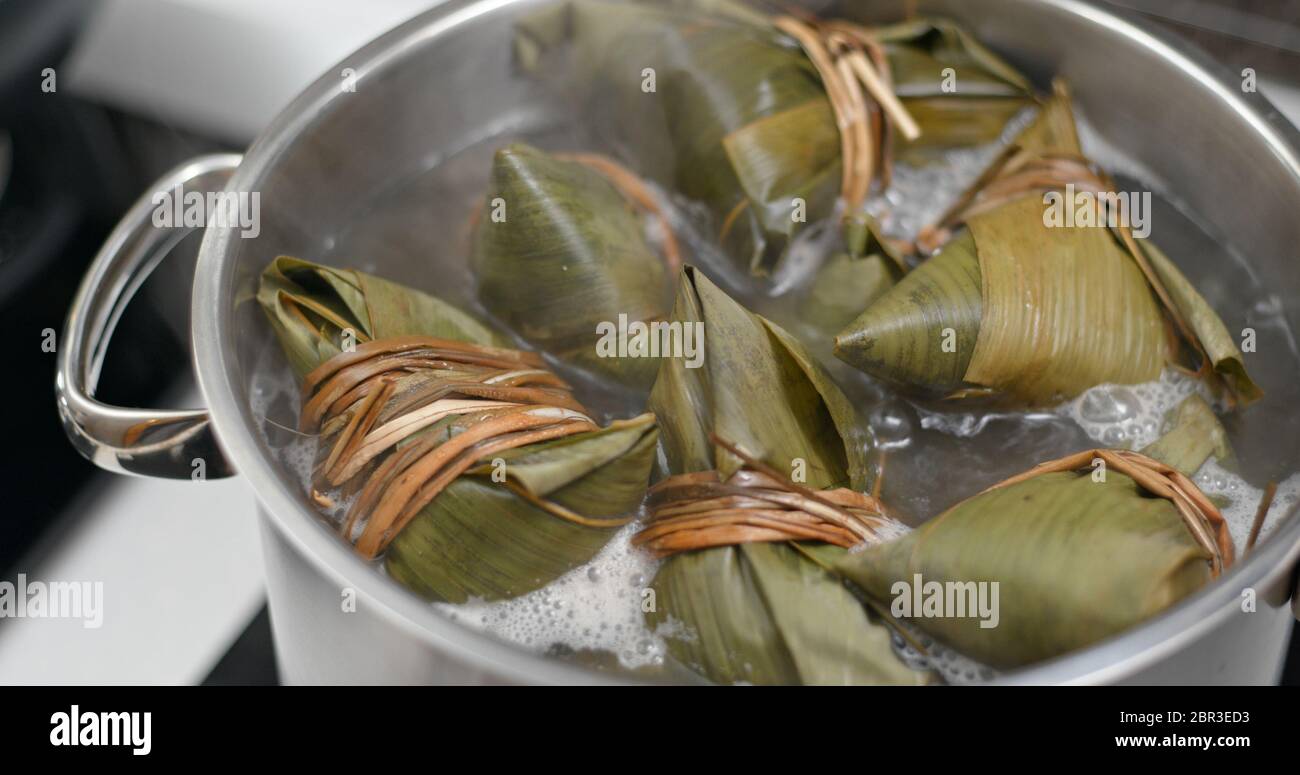Cook with Sticky rice bamboo dumpling Stock Photo - Alamy