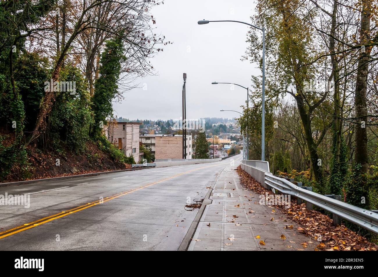 View eastward showing the road surface and pedestrian walkway of the ...