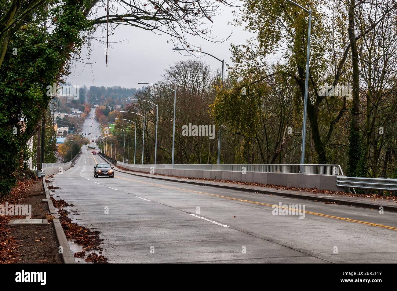 View eastward showing the road surface and pedestrian walkway of the ...