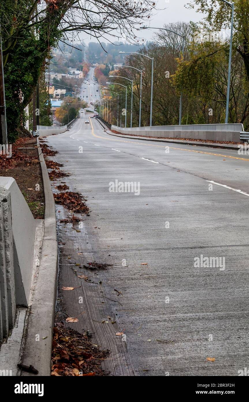 View eastward showing the road surface and pedestrian walkway of the ...