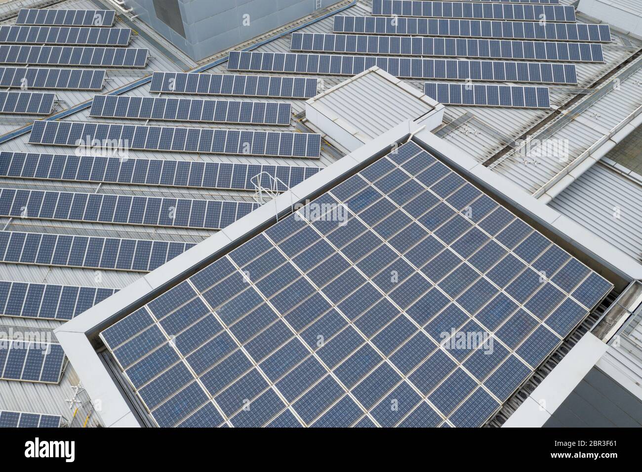 Aerial view of Solar panel Stock Photo - Alamy