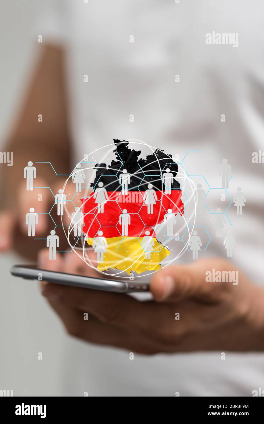 Abstract of germany map network, internet and global connection concept ...