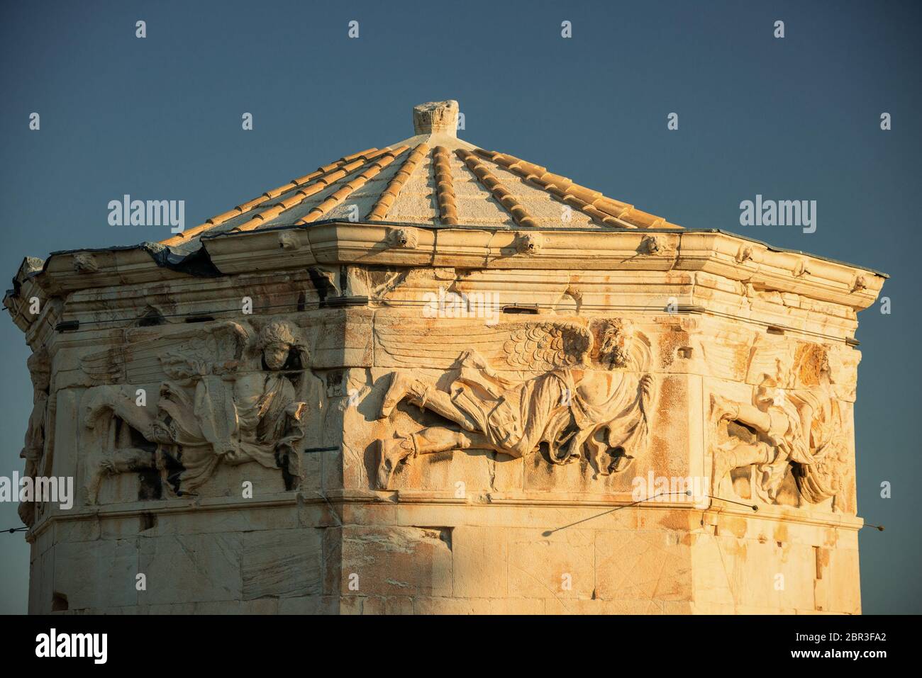 Tower of Winds or Aerides on Roman Agora, Athens, Greece. It is one of ...