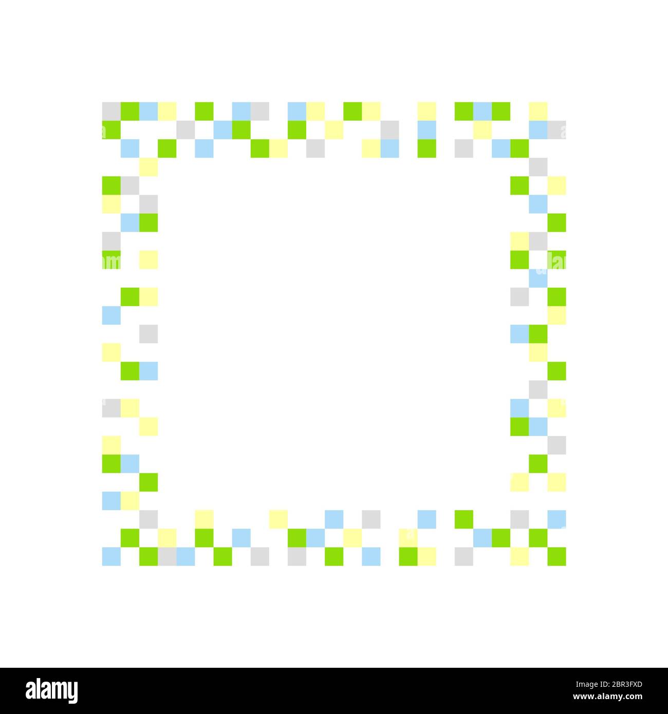 Colorful empty pixel frame grey green blue, yellow Stock Photo - Alamy