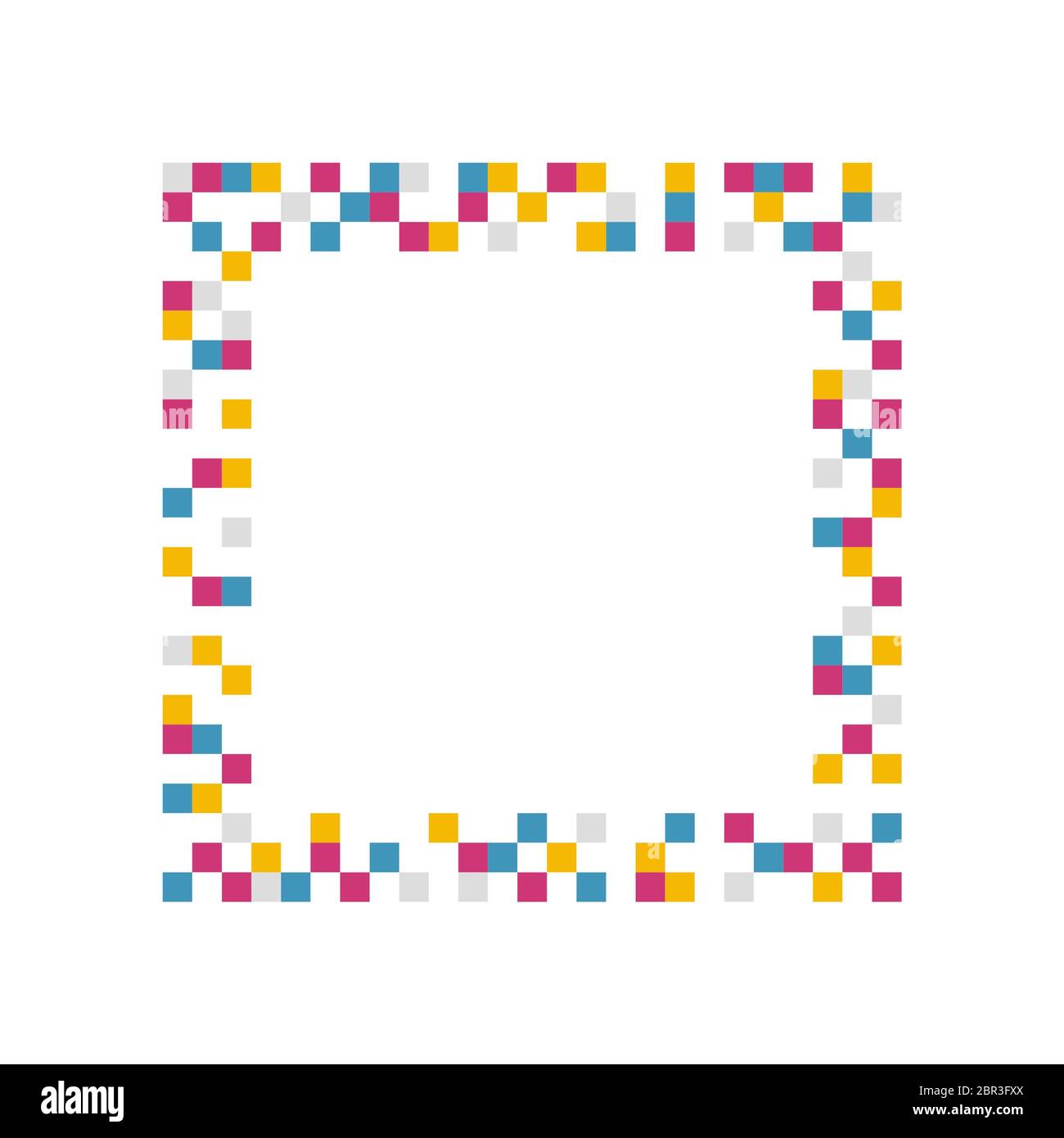 Colorful empty pixel frame grey pink blue orange Stock Photo - Alamy