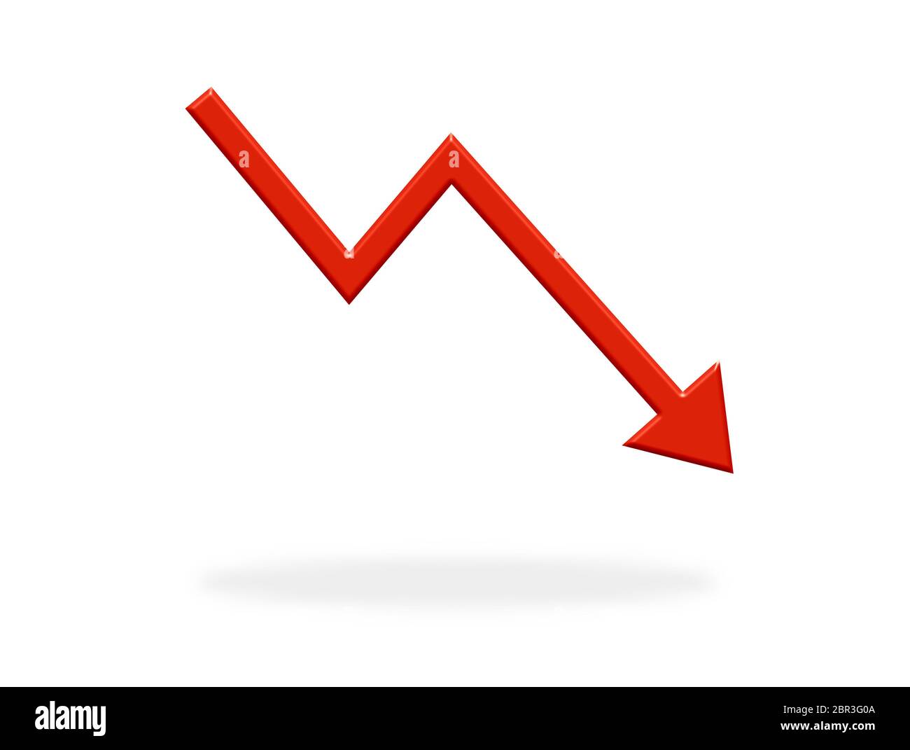 Arrow icon with red color showing down - Symbol for Crisis, Stock or finance Stock Photo - Alamy