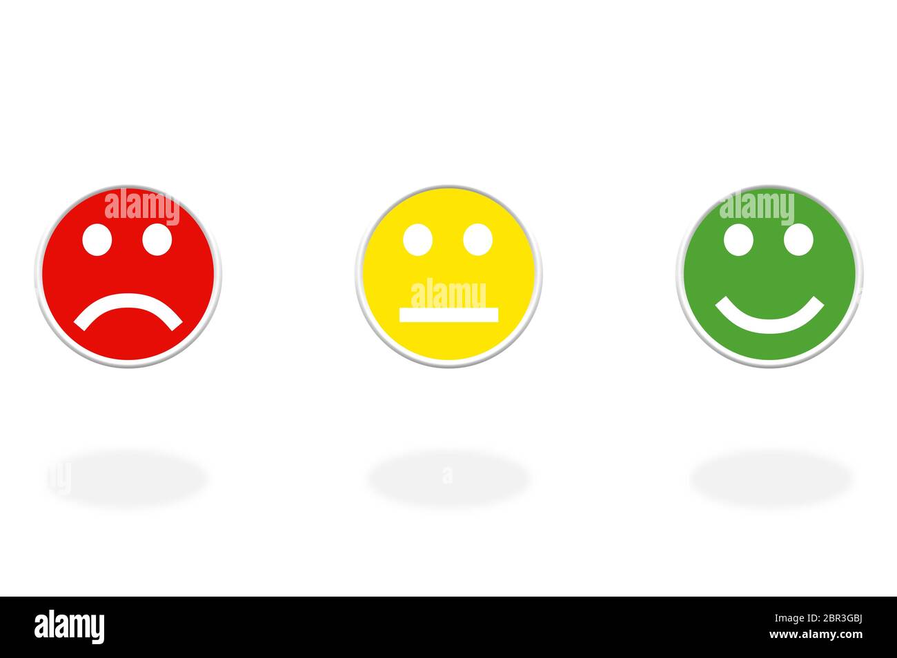 3round Feedback icons with positive, negative and neutral Mood with red ...