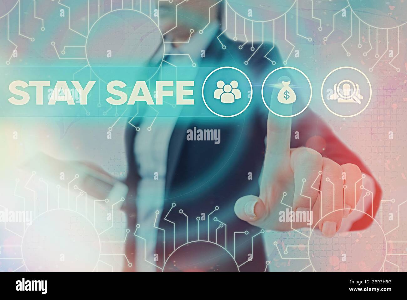 Writing note showing Stay Safe. Business concept for secure from threat ...