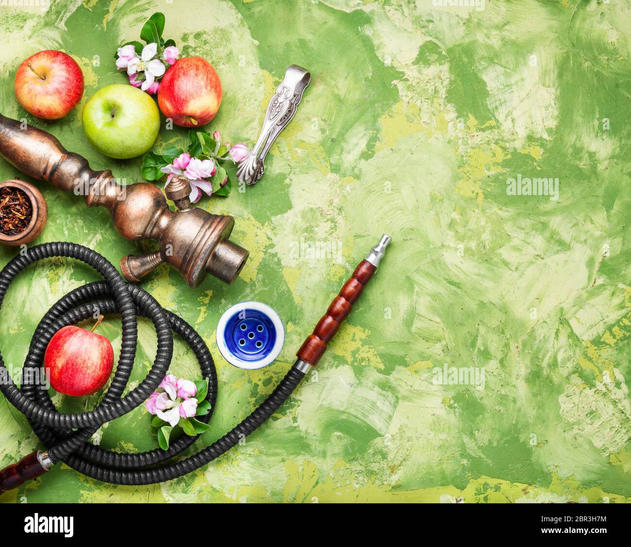 Modern fruit Hookah.Arabian shisha with apple. Hookah and apple Stock ...