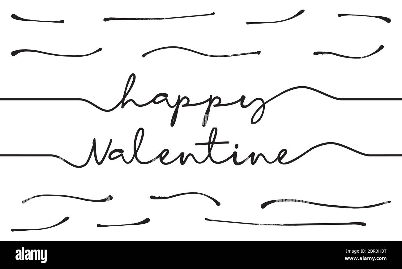 happy valentine handwriting with scribble isolated on white background ...
