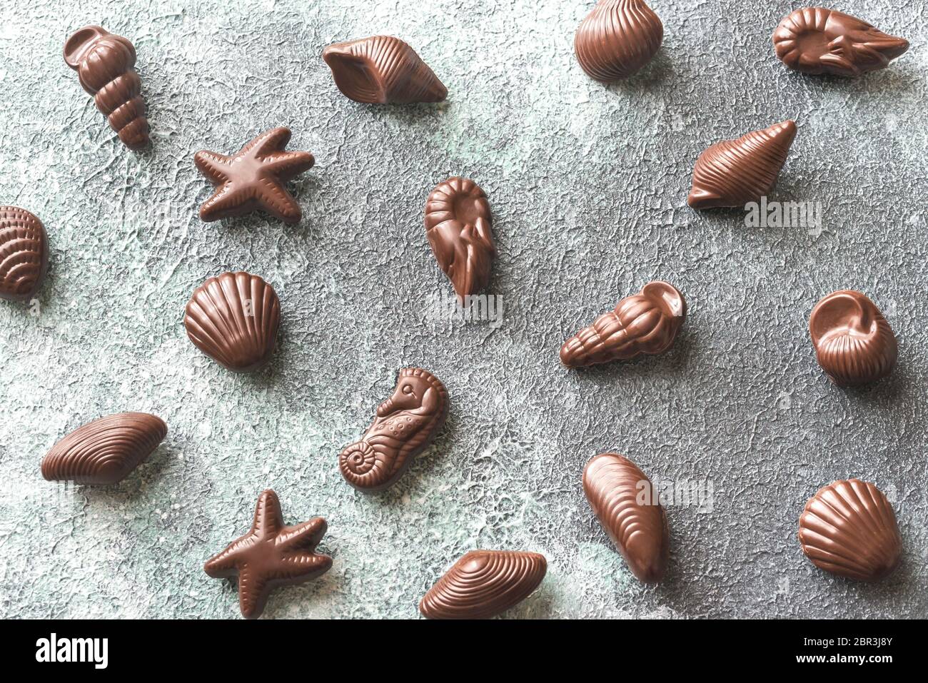 Chocolate candies in the shape of seafood Stock Photo - Alamy