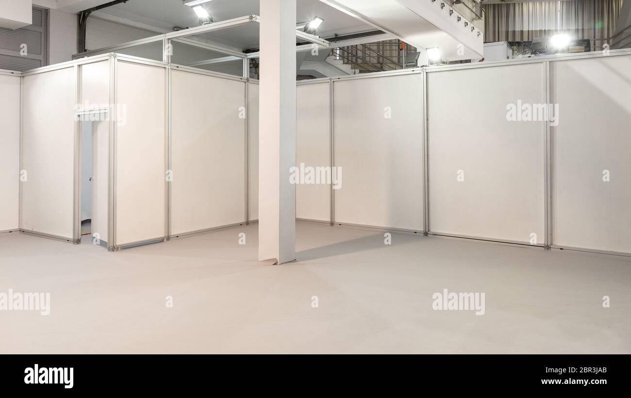 Empty Exhibition Stand Space With White Panel Dividers Stock Photo - Alamy
