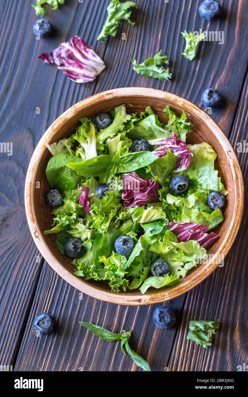 Bowl of salad mix: top view Stock Photo - Alamy