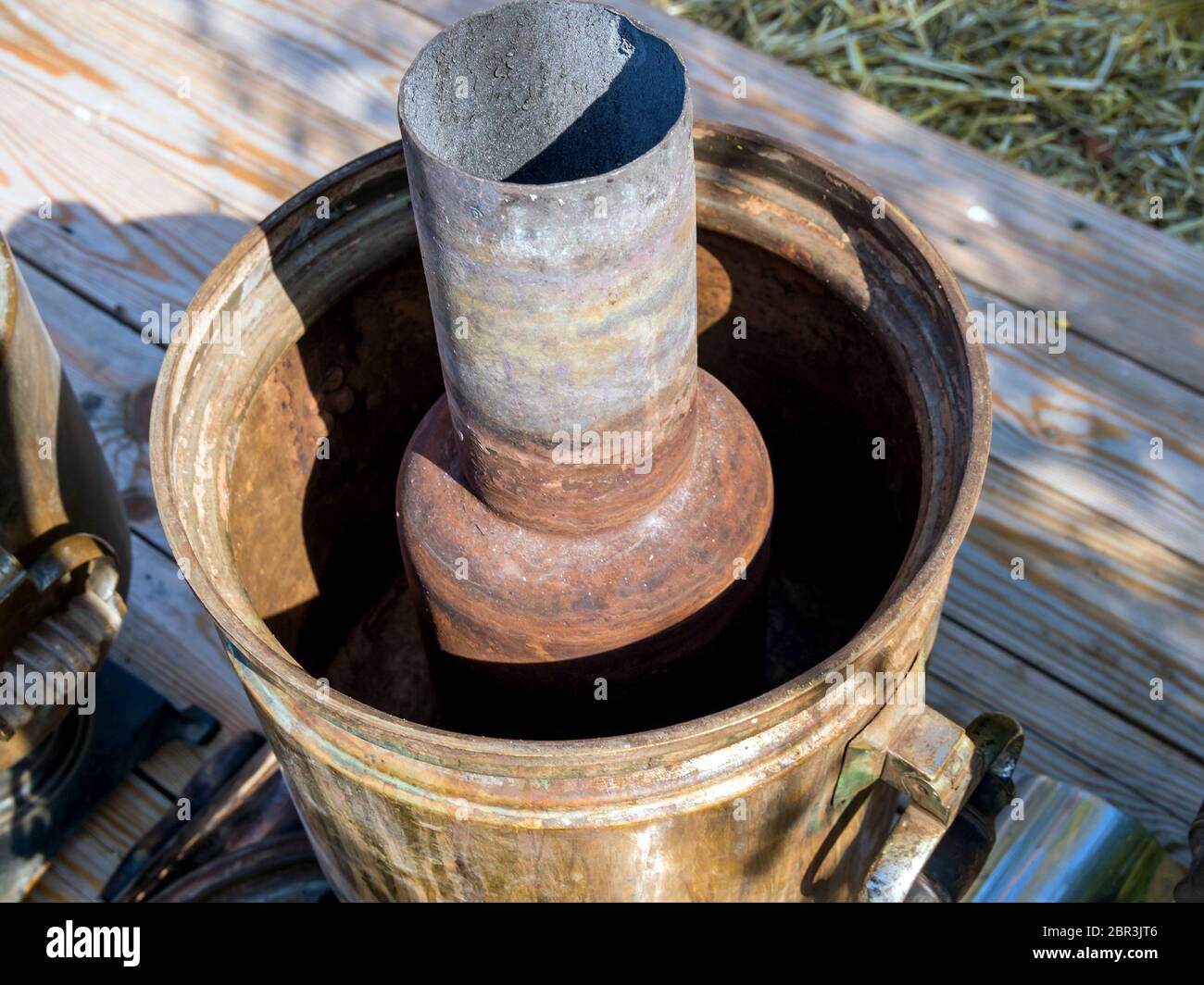 The internal structure of the old wood samovar Stock Photo - Alamy