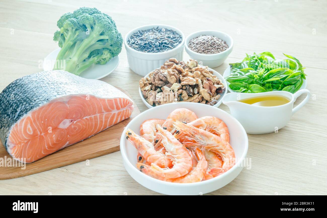 Plant-based and animal sources of Omega-3 acids Stock Photo - Alamy
