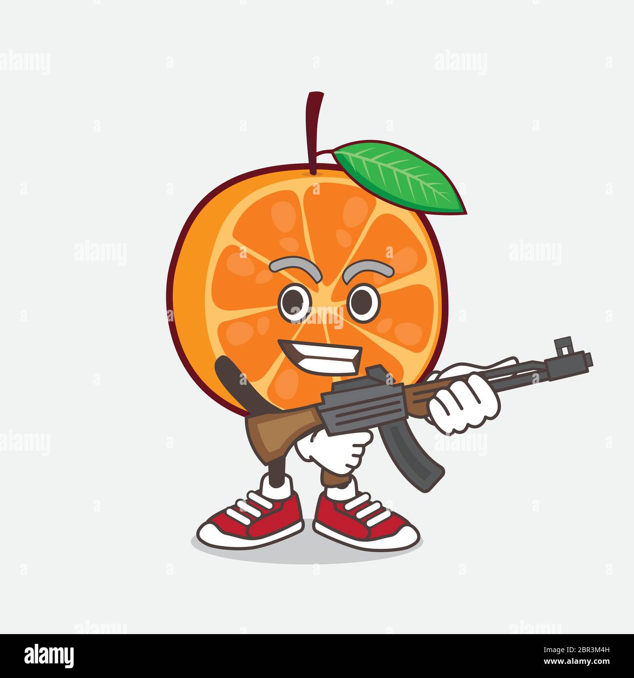 An illustration of Orange Fruit cartoon mascot character with assault ...