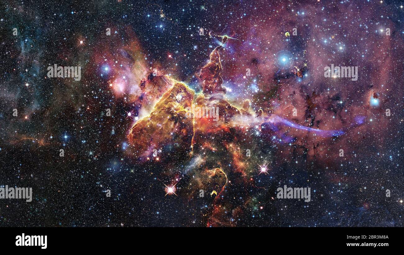 Mystic Mountain. Region in the Carina Nebula imaged by the Hubble Space Telescope. Elements of ...