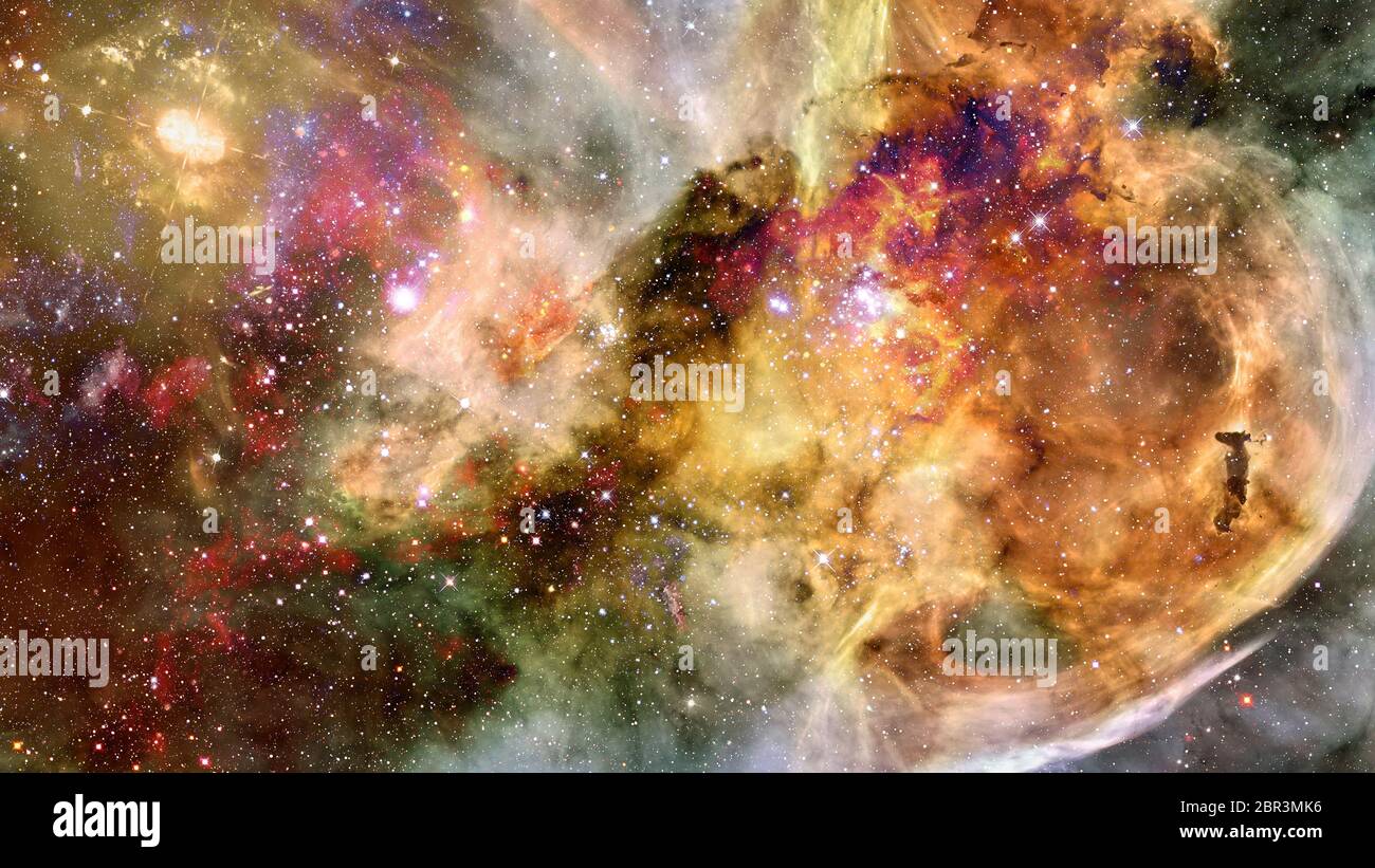 Giant glowing nebula. Space background with red nebula and stars ...