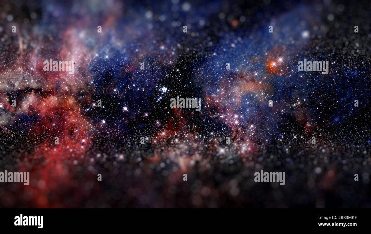 Stars of a planet and galaxy in a free space. Science fiction art with ...