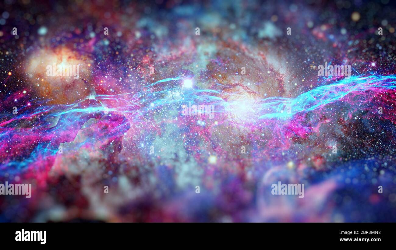 Nebula and stars in deep space. Science fiction art with small DOF ...