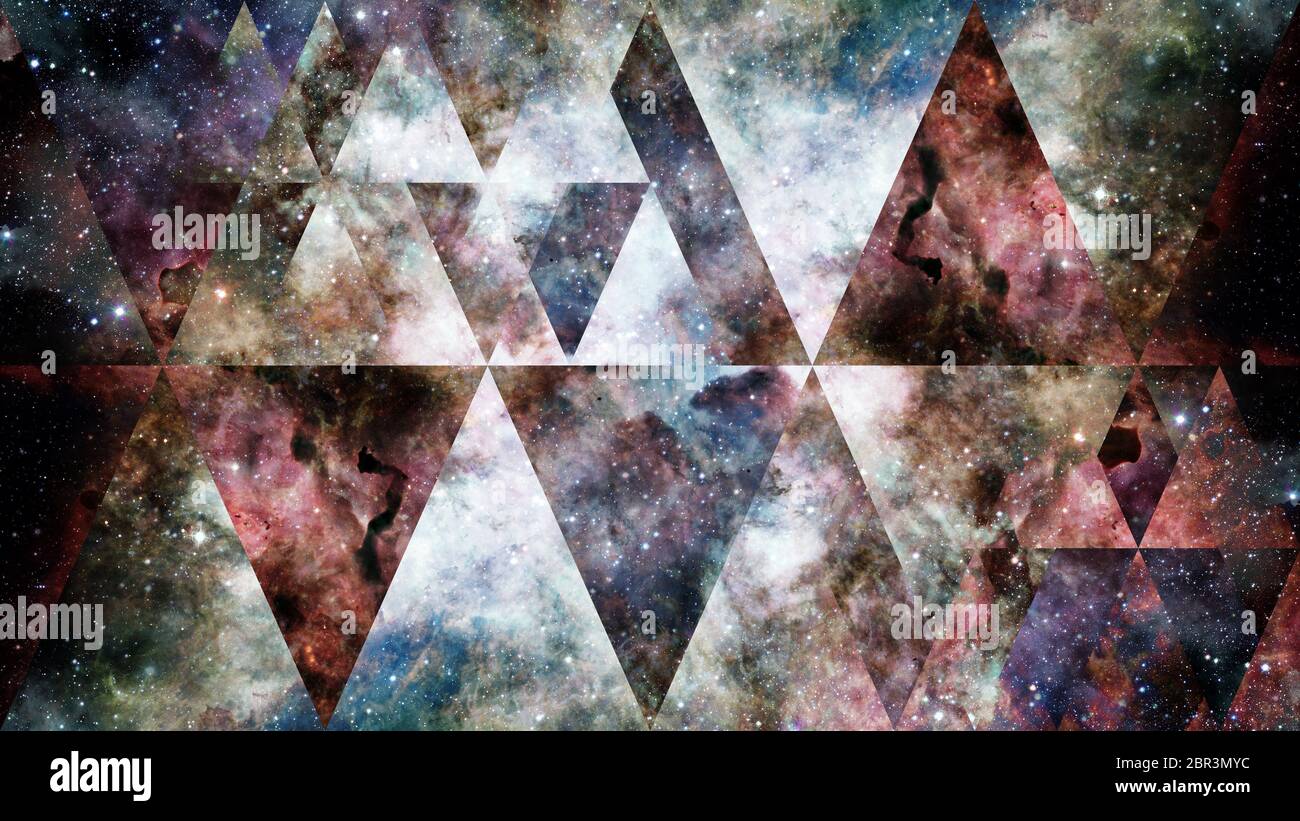 Universe, nebula, galaxy and the sacred geometry collage. Abstract ...