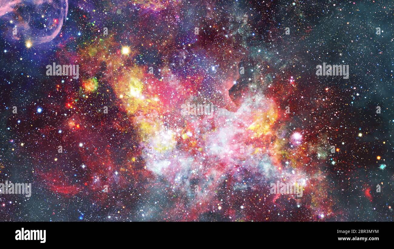 Colored clouds in nebula. Combined version of Hubble space telescope ...