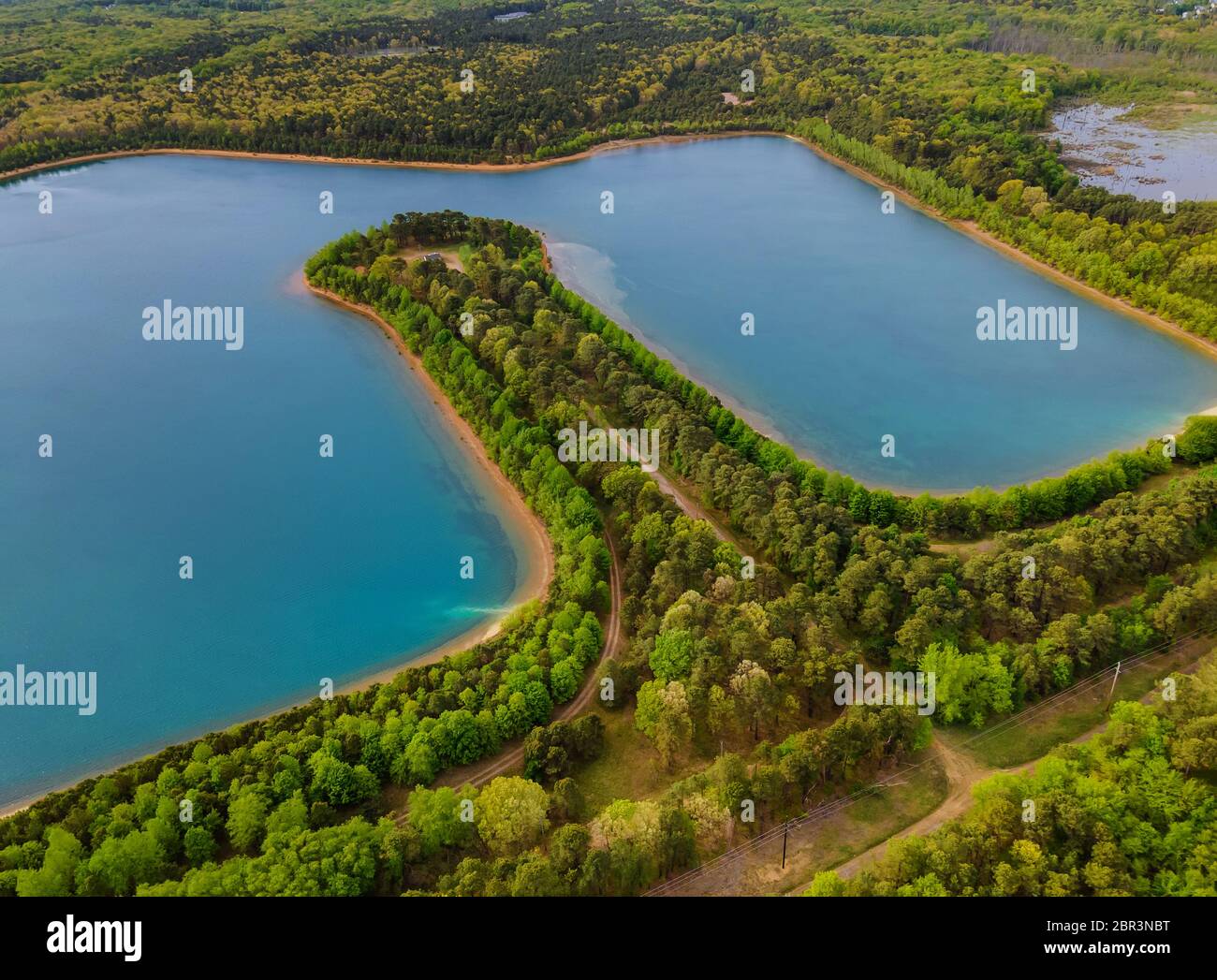 Aerial view of natural pond on a sunny summer day forest panorama Stock ...