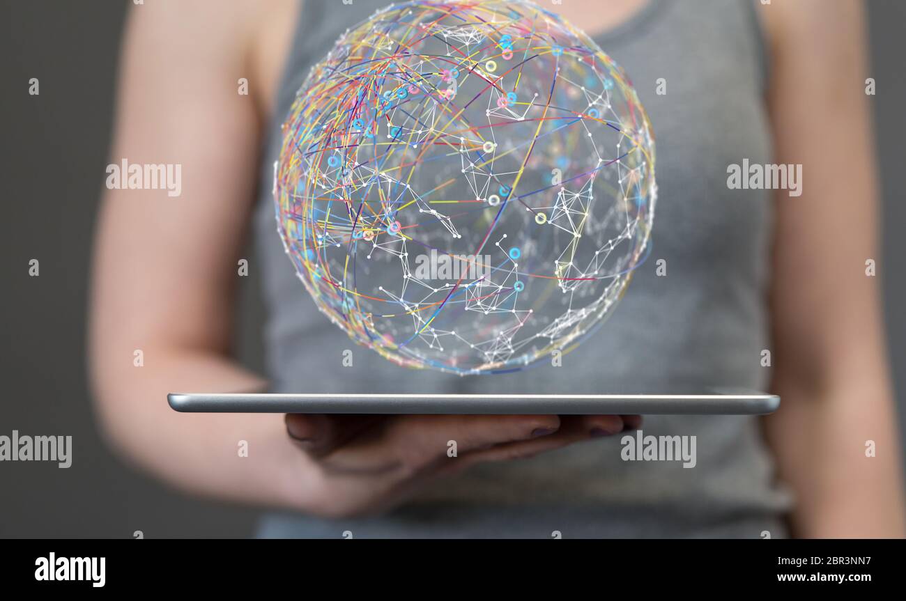 network interface in hand digital Stock Photo - Alamy