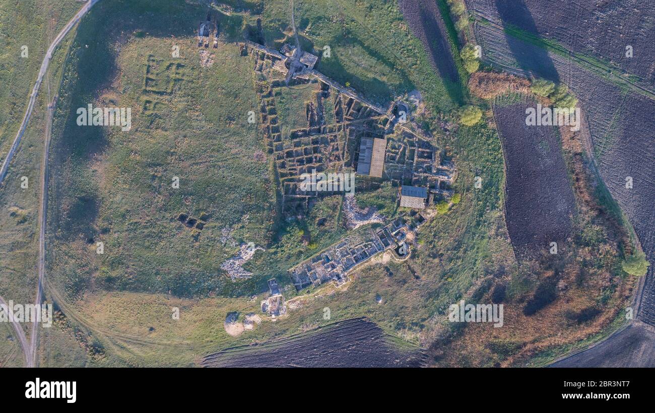 Roman ruins of Halmyris Fortressl. Dobrogea Romania. Aerial view Stock ...