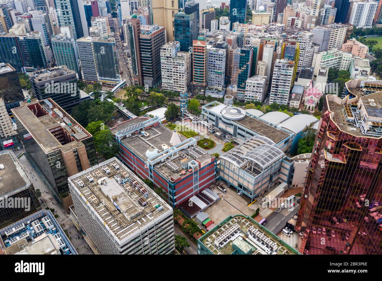 Tsim Sha Tsui, Hong Kong 21 April 2019: Top view of Hong Kong city ...