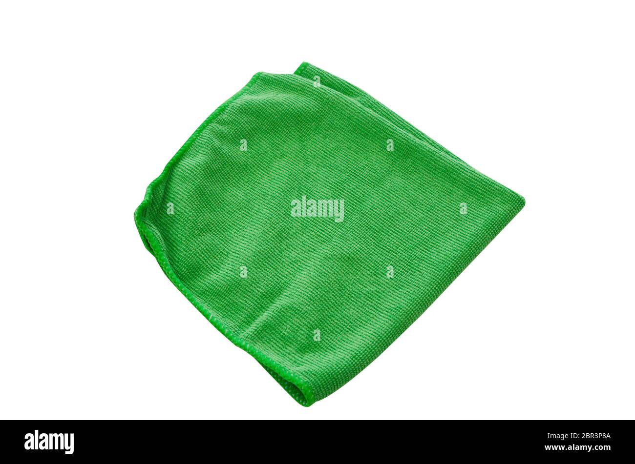 Green microfiber cloth on the white background Stock Photo - Alamy