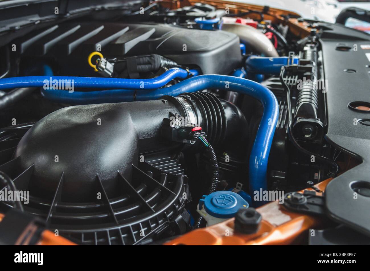 detail of new car engine Stock Photo - Alamy