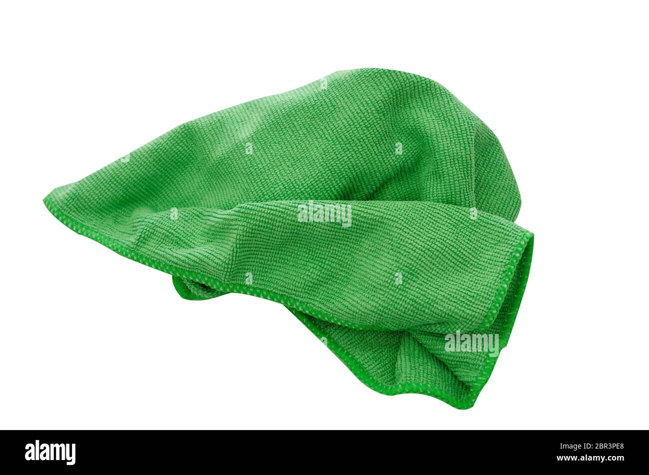 Green microfiber cloth on the white background Stock Photo - Alamy
